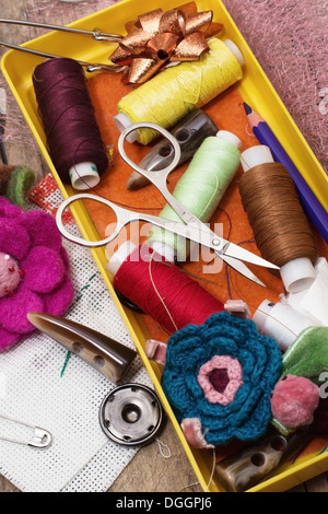 handmade and instruments of repairman clothing and thread Stock Photo ...