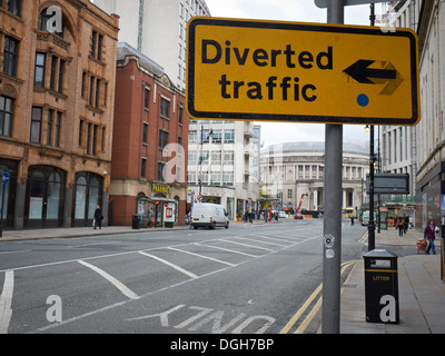 Transport Road Signs Yellow Diverted Traffic diversion sign on barrier ...