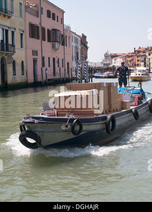 Workboats on the Grand Canal, Venice Stock Photo - Alamy