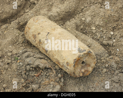 'Iron Harvest', World War One high explosive shell, unexploded, dug up ...