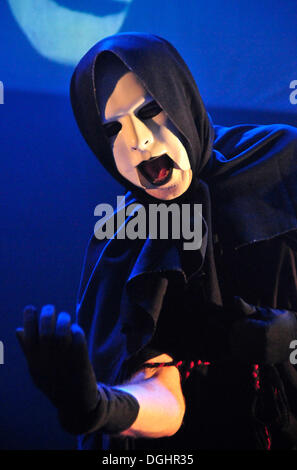Peter Nicholls, frontman of the British rock band IQ, performing one of ...
