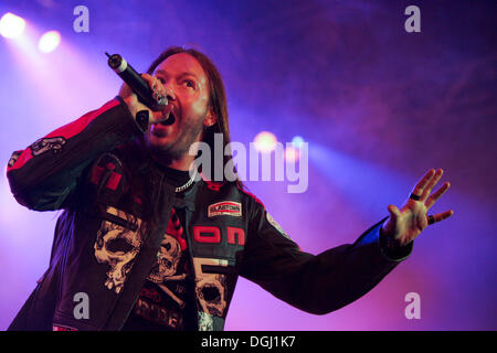Joacim Cans of Swedish heavy metal band HammerFall performs live at ...