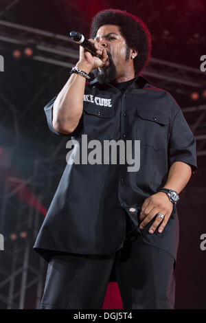 African-American rap musician Ice Cube performing live at Heitere Open ...