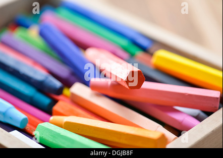 a set of crayons in a box Stock Photo - Alamy