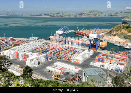 Port Chalmers container terminal, Dunedin, Otago, South Island, New ...