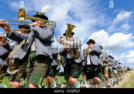 Traditional Bavarian brass band marching. Berchtesgadener Land ...