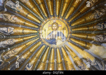 The 'Christ Pantocrator' mosaic in dome of the Catholicon; in the ...