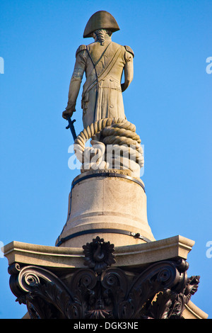 The statue of Admiral Nelson that sits ontop of Nelson's Column in ...