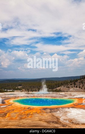 Famous Grand Prismatic Spring basin in Yellowstone National Park, USA ...