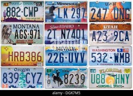 Montage of US car number plates Stock Photo - Alamy