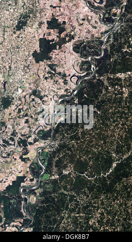 Satellite image of the Mississippi River Delta enters the Gulf of ...