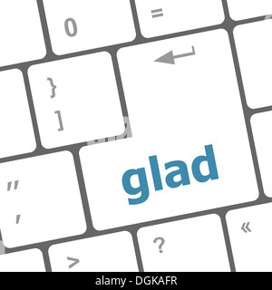 glad word on keyboard key, notebook computer button Stock Photo - Alamy