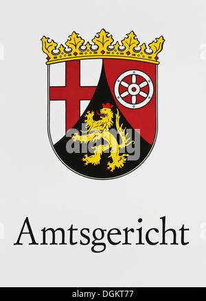 A sign at the local court (german: Amtsgericht) in a city of Baden ...