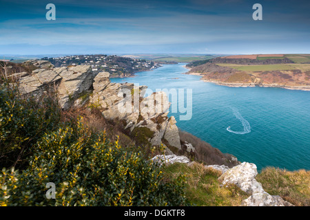 Looking north from Sharp Tor across The Bar towards Salcombe, South ...