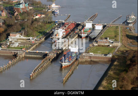 Aerial view, Kiel lock, Kiel Canal, Kiel, Kiel, Schleswig-Holstein Stock Photo - Alamy