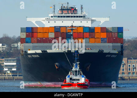 NYK Venus, container ship of the shipping company NYK Lines, aerial ...