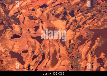 Aerial view, red mud or red sludge deposits, Stade, Stade, Lower Saxony ...