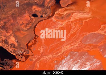 Aerial view, red mud or red sludge deposits, Stade, Stade, Lower Saxony ...