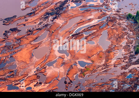 Aerial view, red mud or red sludge deposits, Stade, Stade, Lower Saxony ...