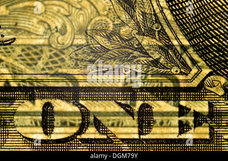 Security features of banknotes, U.S. dollar, one dollar bill, George ...