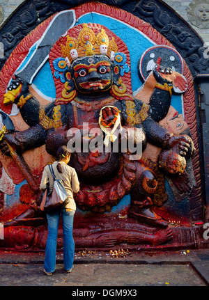 Statue of Kal Bhairava (God of Destruction), Kathmandu, Nepal Stock ...