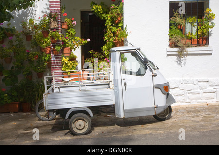 Small three-wheeled pick-up vehicle, Tuscany, Italy Stock Photo - Alamy