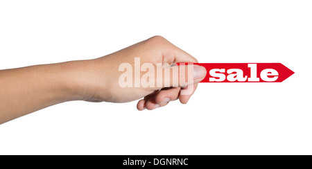 Hand to grasp the red arrow isolated on white background Stock Photo ...