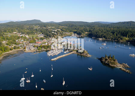 Aerial view of Ganges, Salt Spring Island, Gulf Islands, British ...