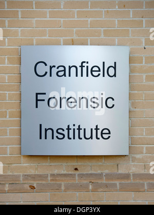 Sign at the Forensic Institute of Cranfield University, Shrivenham near ...