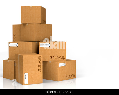 Set of cardboard boxes or carton gift box isolated on white background ...