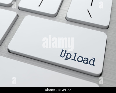 Upload icon. Internet button on white background Stock Photo - Alamy