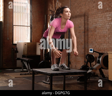 Image of sport woman jumping Stock Photo - Alamy