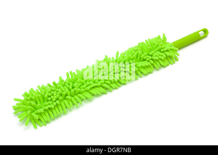 Orange duster isolated on white background. House cleaning product ...