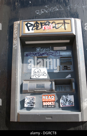 An ATM machine on the street with an out of service notice in Lisbon ...
