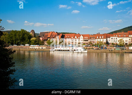 City view with Neckar river, Eberbach, Rhein-Neckar-Kreis district ...