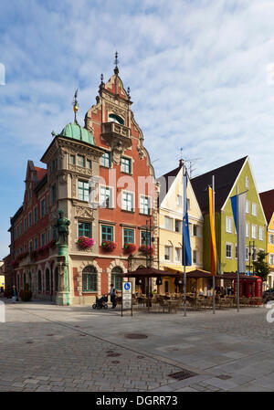 Marienplatz square and Town Hall, Mindelheim, Swabia, Unterallgaeu ...
