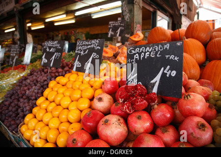 Fruits on sale at Naschmarkt stall, Vienna, Austria, Europe Stock Photo ...