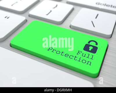 Safety concept: computer keyboard with Keyhole icon on enter button ...