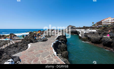 Seawater swimming pool in lava, Garachico, Tenerife, Canary Islands ...