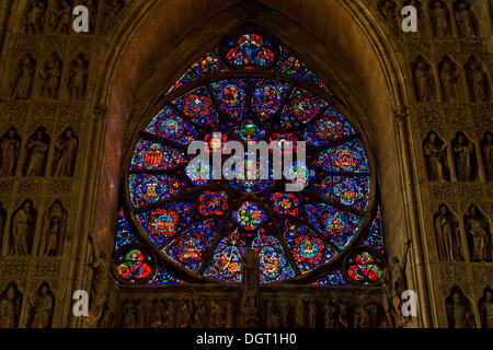 France, Champagne, Reims, Reims Cathedral, The Rose Window Stock Photo ...