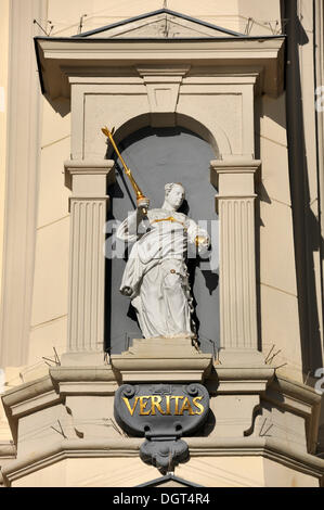 Sculpture of Veritas, goddess of Truth, on the baroque town hall ...