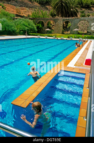 Spain - Malaga swimming pool on the rooftop at downtown of Malaga city ...