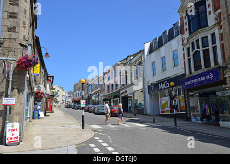Pedestrianised Fore Street, Redruth, Cornwall, England, United Kingdom ...