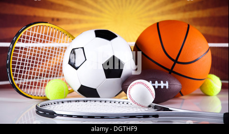 Assorted sports equipment Stock Photo - Alamy