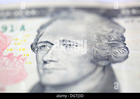 president hamilton face on the ten dollar bill Stock Photo - Alamy