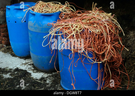 Polypropylene string saved from straw and hay bales for recycling on ...
