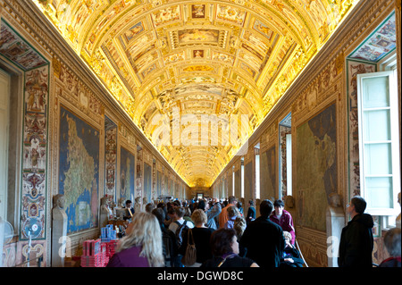 Gallery of Maps (Galleria delle carte geografiche) or Map Room vaulted ceiling in Vatican ...