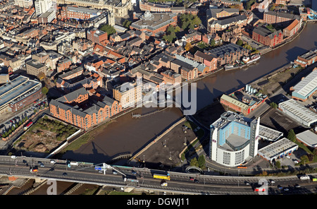 aerial view of Myton Swing Bridge over the River Hull and the A63 ...