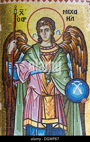 Mosaic artwork of angel. Archangel with wings. Angel of God is an icon ...