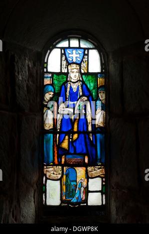 St Margaret's Chapel stained glass windows Edinburgh Castle Stock Photo ...